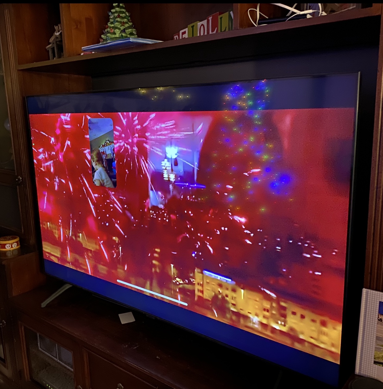 Fireworks in Zagreb Cast on the TV in USA – Ruth E. Hendricks Photography