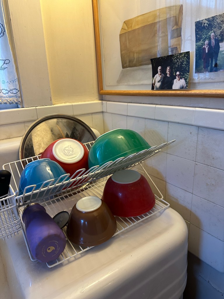 Pyrex Bowls in the Drying Rack – Ruth E. Hendricks
